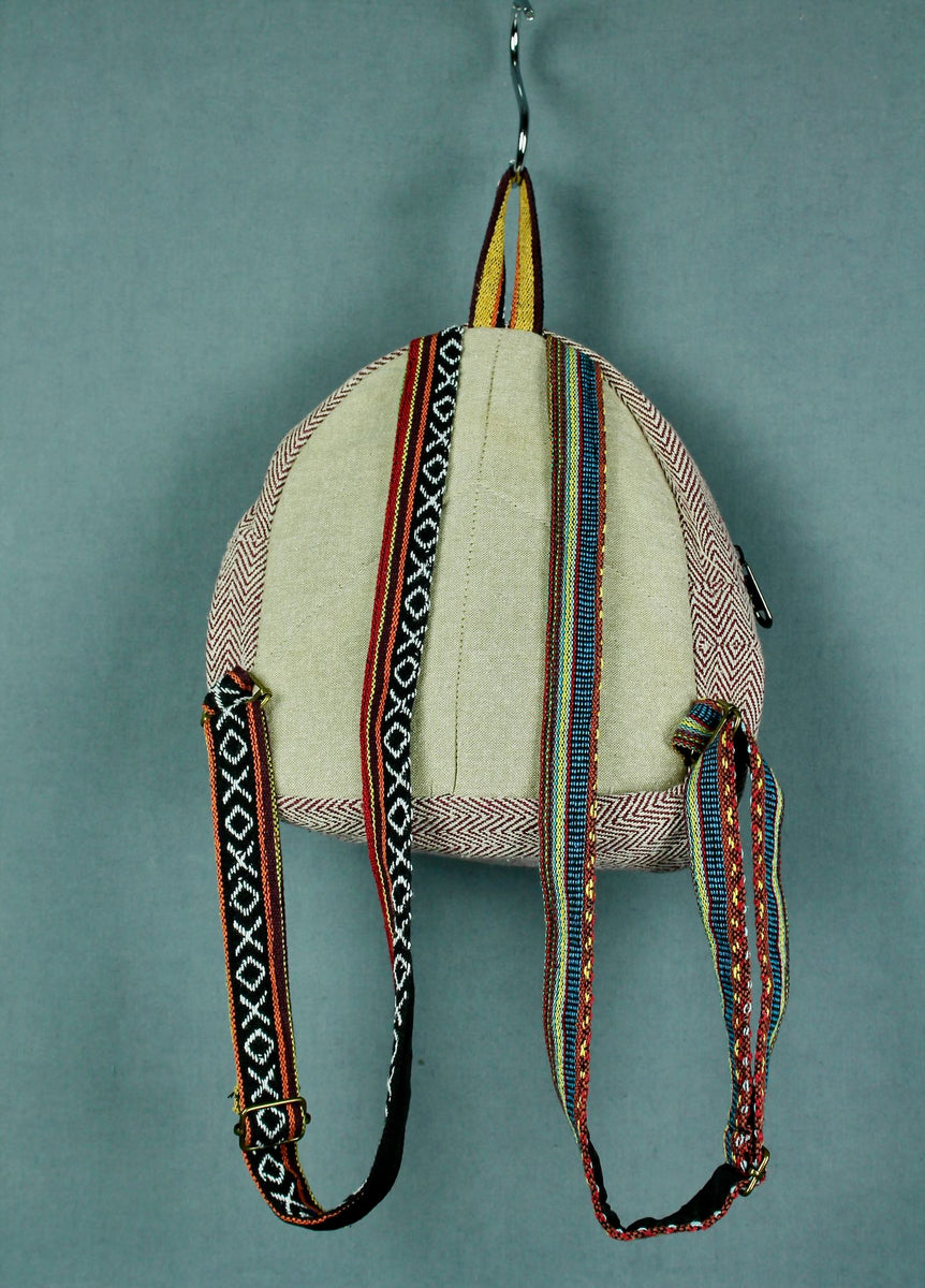 Hemp Backpack Small - Brown Multi – Wildflower Clothing NZ